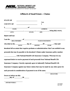 Fillable Online Affidavit of Small Estate Form - Claims Fax Email Print ...