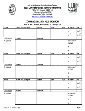 Fillable Online CONTINUING EDUCATION AUDIT REPORT FORM Fax Email Print ...