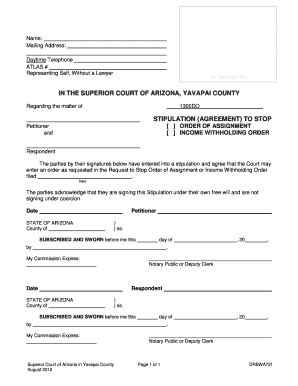 Fillable Online STIPULATION (AGREEMENT) TO STOP Fax Email Print - pdfFiller