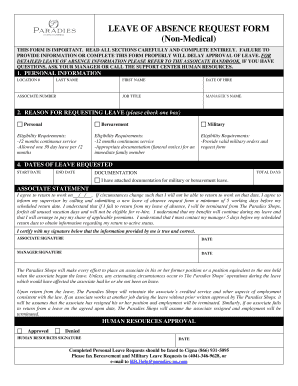 Fillable Online LEAVE OF ABSENCE REQUEST FORM Non-Medical Fax Email ...