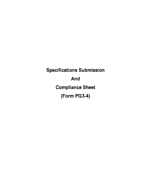 Fillable Online Specifications Submission And Compliance Sheet Form PG3 ...