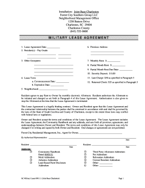 Fillable Online MILITARY LEASE AGREEMENT - Entrata Fax Email Print ...