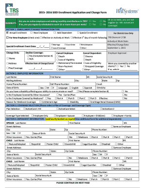 Fillable Online 2015- 2016 SISD Enrollment Application and Change Form ...