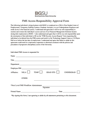 Fillable Online bgsu FMS Access Responsibility Approval Form Fax Email ...