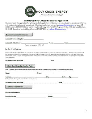 Fillable Online Commercial New Construction Rebate Application Fax ...