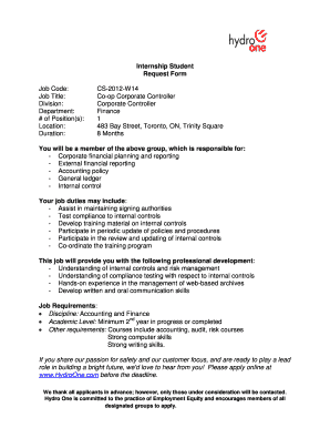 Fillable Online Internship Student Request Form Fax Email Print - pdfFiller