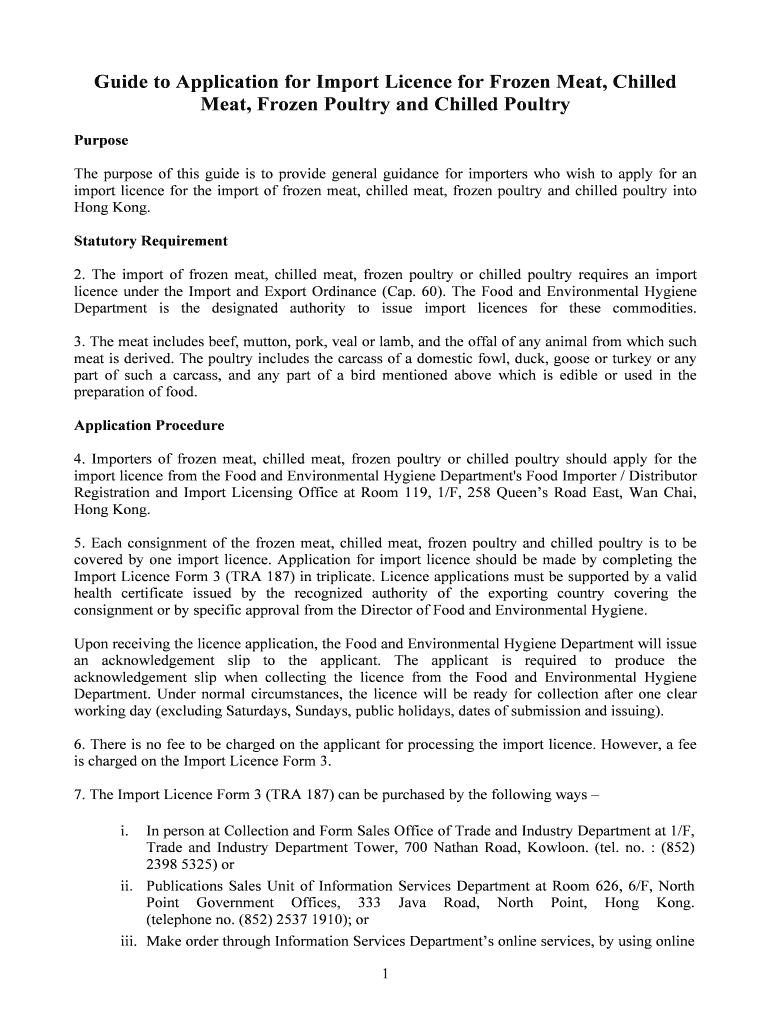 Fillable Online Guide to Application for Import Licence for Frozen Meat ...