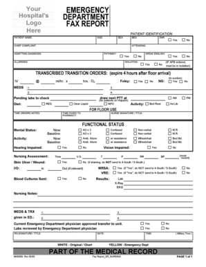 Fillable Online EMERGENCY DEPARTMENT FAX REPORT - Hospital Forms Fax ...