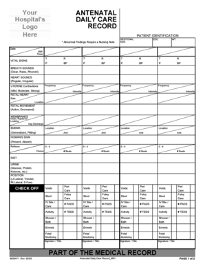 Fillable Online ANTENATAL DAILY CARE RECORD - Hospital Forms Fax Email ...