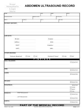 Fillable Online ABDOMEN ULTRASOUND RECORD - Hospital Forms Fax Email ...