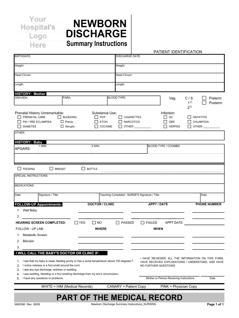newborn discharge: Fill out & sign online | DocHub