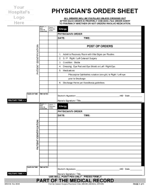 Fillable Online Check ( ) Each Order As Transcribed Check ( ) Pharmacy ...