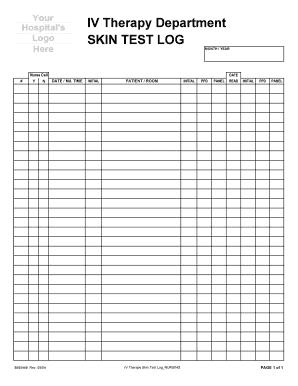 Fillable Online IV Therapy Department SKIN TEST LOG - Hospital Forms ...