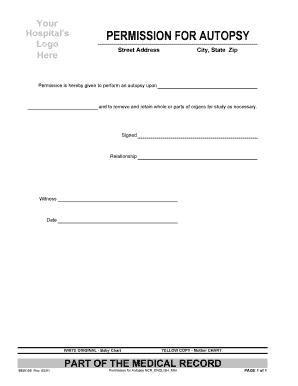 Fillable Online PERMISSION FOR AUTOPSY - Hospital Forms Fax Email Print ...