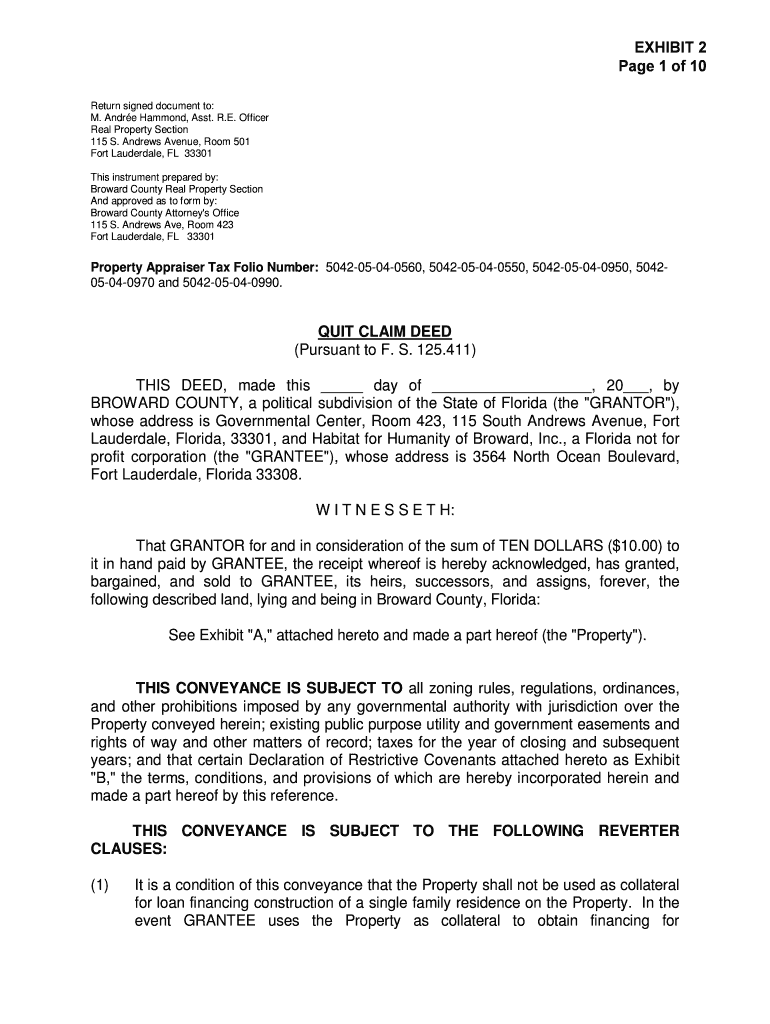 Fillable Online Exhibit 2 - Form of bQuitb Claim Deed Fax Email Print - pdfFiller