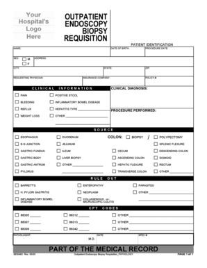 Fillable Online OUTPATIENT ENDOSCOPY BIOPSY REQUISITION Fax Email Print ...