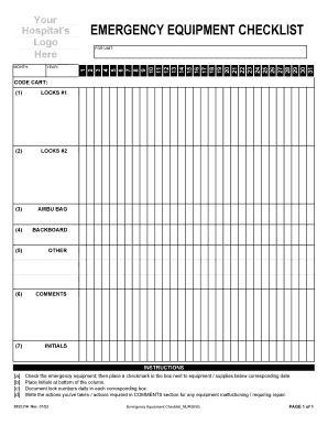 Fillable Online EMERGENCY EQUIPMENT CHECKLIST - Hospital Forms Fax ...