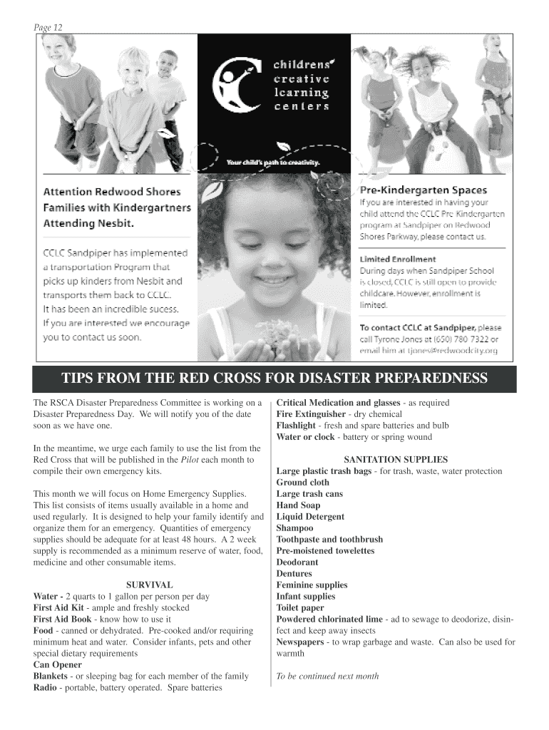 Fillable Online rsca TIPS FROM THE RED CROSS FOR DISASTER PREPAREDNESS ...