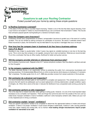 Fillable Online Questions to ask your Roofing Contractor Fax Email ...