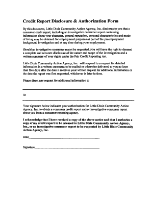 Fillable Online CreditReportDisclosure Authorization Form Fax Email ...