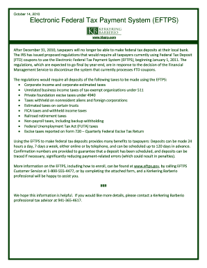 Fillable Online October 14 2010 Electronic Federal Tax Payment System ...