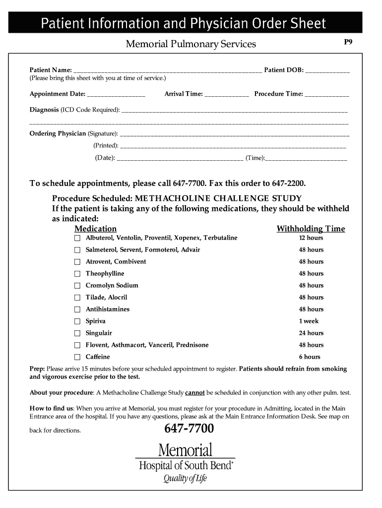Fillable Online Memorial Pulmonar P9 - Memorial Hospital Fax Email ...