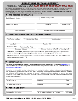 Fillable Online EMPLOYMENT APPROVAL REQUEST Reset Form Print Form TRS ...