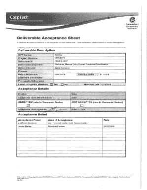 Fillable Online Deliverable Acceptance Sheet Fax Email Print - pdfFiller