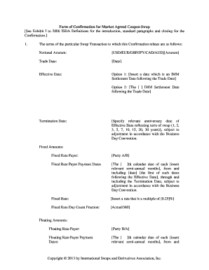 Fillable Online Form of Confirmation for Market Agreed Coupon Swap Fax ...