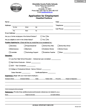 Fillable Online dinwiddie k12 va DCPSClassifiedApplication-APR2012doc.doc Fax Email Print ...