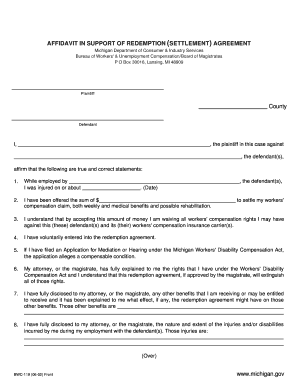 Fillable Online Michigan Workers Compensation Form 119 Form 119 ...