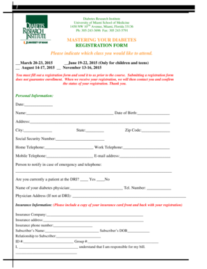 Fillable Online diabetesresearch MASTERING YOUR DIABETES REGISTRATION ...