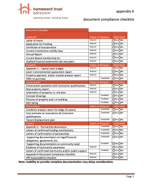Fillable Online Appendix 4 document compliance checklist Fax Email Print - pdfFiller