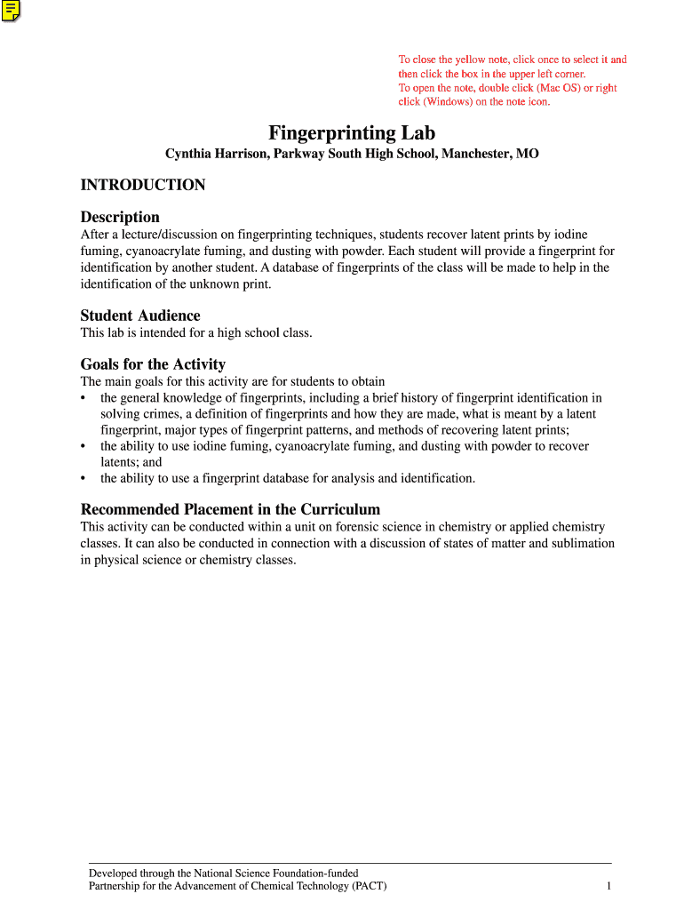 Fillable Online Fingerprinting Lab - archiveslessoncornercom Fax Email ...