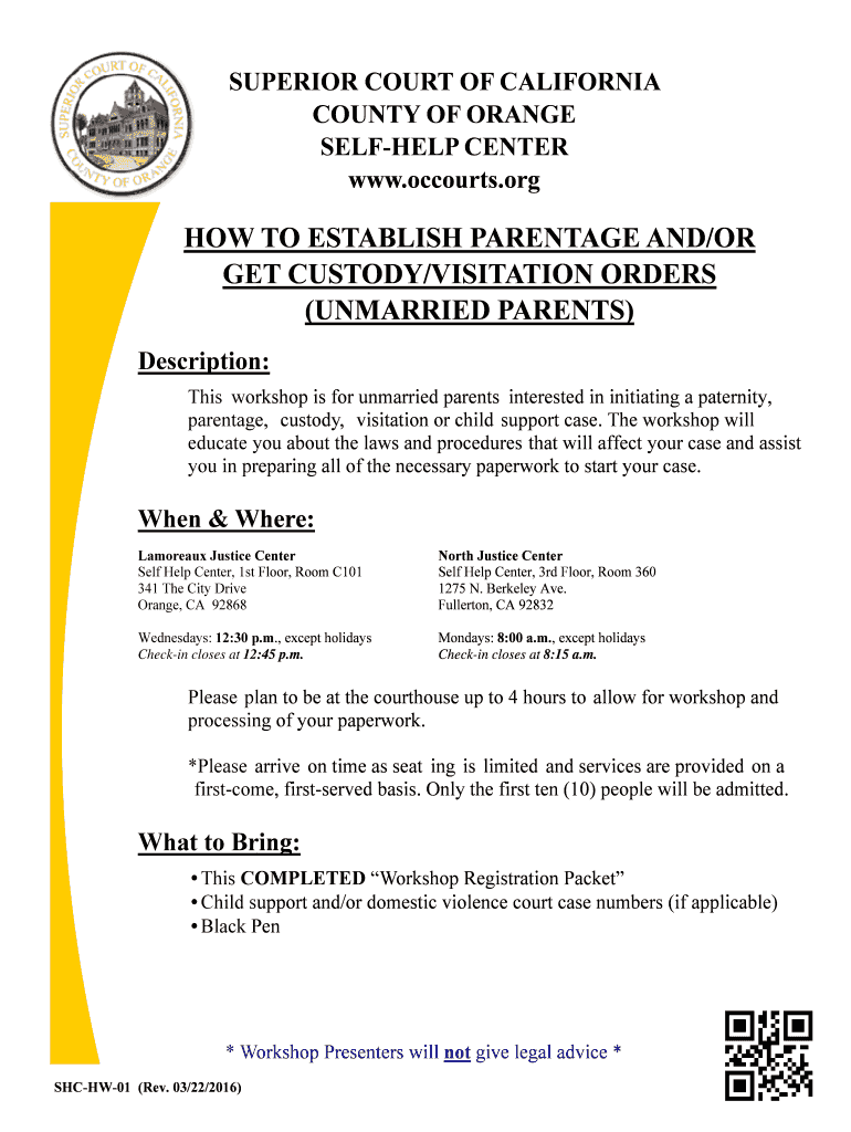 Fillable Online occourts How to Establish Parenta - occourtsorg Fax ...