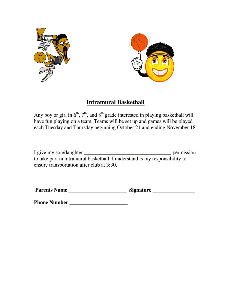 Fillable Online Intramural Basketball - gmrsdcom Fax Email Print - pdfFiller
