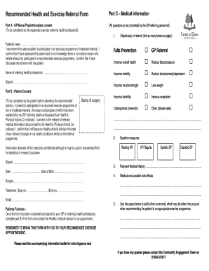 Fillable Online Recommended Health and Exercise Referral Form Fax Email ...