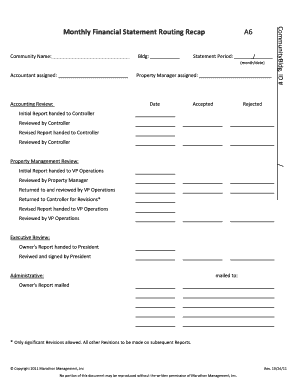 Fillable Online Monthly Financial Statement Routing Recap A6 Fax Email Print - pdfFiller
