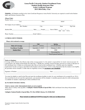 Fillable Online Azusa Pacific University Student Enrollment Form ...