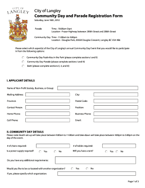 Fillable Online City of Langley Community Day and Parade Registration ...