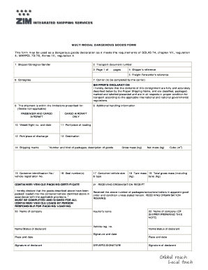 Fillable Online MULTIMODAL DANGEROUS GOODS FORM - SHOHAM Fax Email ...