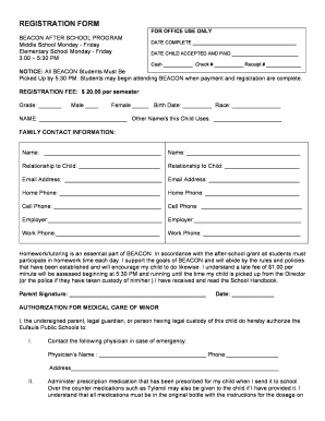 Fillable Online ems eufaula k12 ok BEACON Registration Form - Eufaula ...