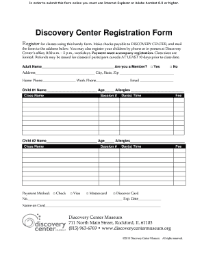 Fillable Online discoverycentermuseum Discovery Center Registration ...