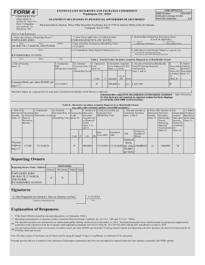 Fillable Online FORM 4 - Cancer Genetics Inc Fax Email Print - pdfFiller
