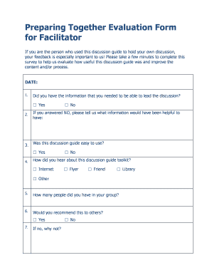 Fillable Online crinorthwest Preparing Together Evaluation Form for ...