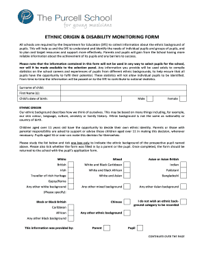 Fillable Online purcell-school Ethnic origin and disability form - Purcell School - purcell ...