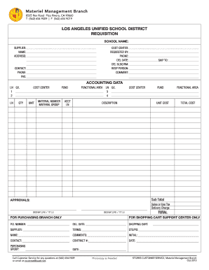 Fillable Online LOS ANGELES UNIFIED SCHOOL DISTRICT REQUISITION Fax ...