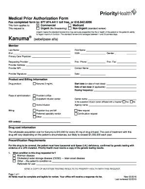 Fillable Online Medical prior authorization form Request determination ...