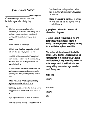 Fillable Online muirmiddle Science Safety Contract Half Page - Muir ...