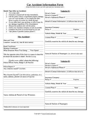 Fillable Online Car bAccidentb Information Form - InjuryClaimCoachcom ...